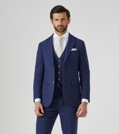 Jude Suit Tailored Jacket Navy Blue Tweed Herringbone