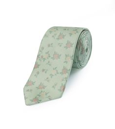 Mint / Peach Floral Design Tie