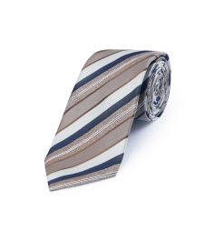 Taupe / Blue Stripe Design Tie