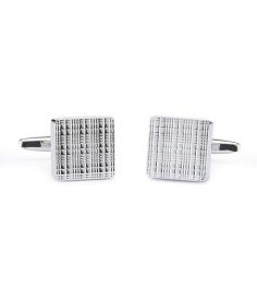 Square Silver Textured Design Cufflinks