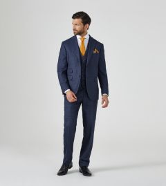 Doyle Tailored Suit Navy Blue Check Tweed